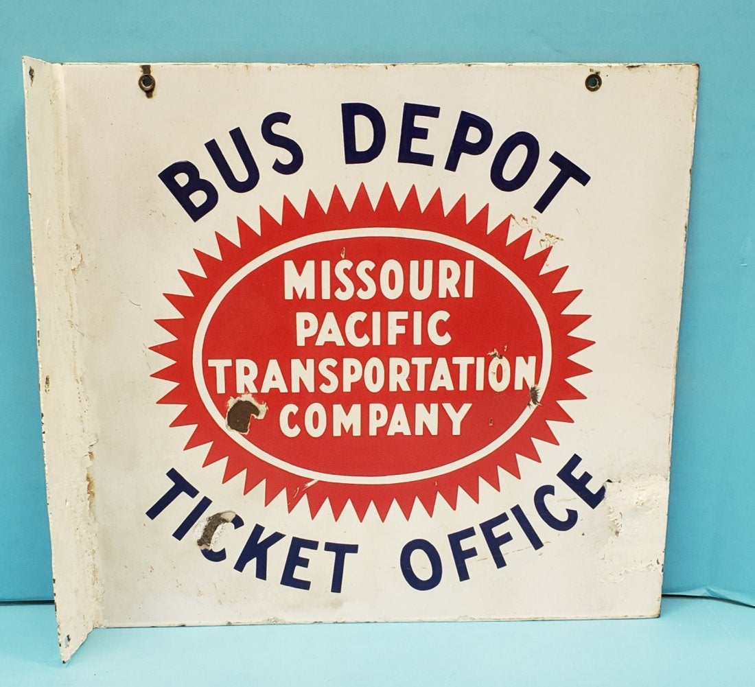 Rare Porcelain Bus Depot Ticket Office Flange sign | Barnebys