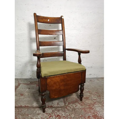 A 19th century stained beech ladder back commode chair - app... | Barnebys