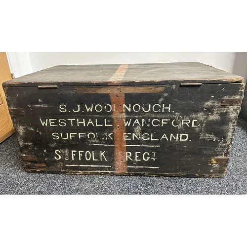 WW2 British Suffolk Regt Storage / Transit Wooden Box. Named... | Barnebys