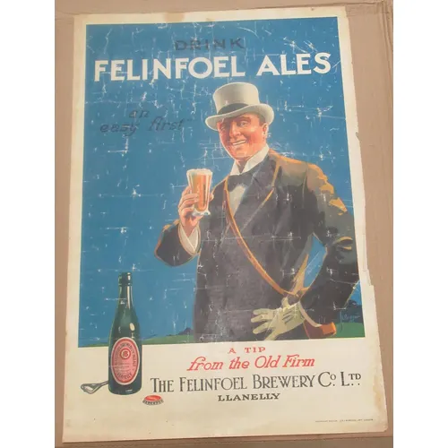 Vintage Felinfoel Ales poster 'Drink Felinfoel Ales, an easy... | Barnebys