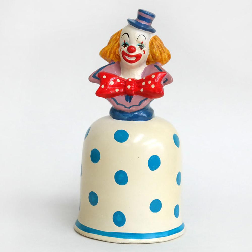 Porcelain CLOWN BELL figurine vivid colors with blue polka dots | Barnebys